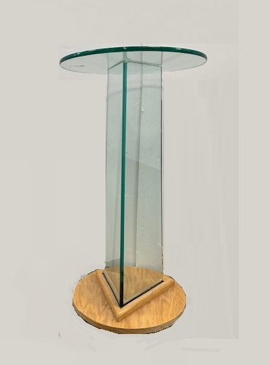 Triangular Glass Lectern with Circular Wooden Base - Churchwares Direct